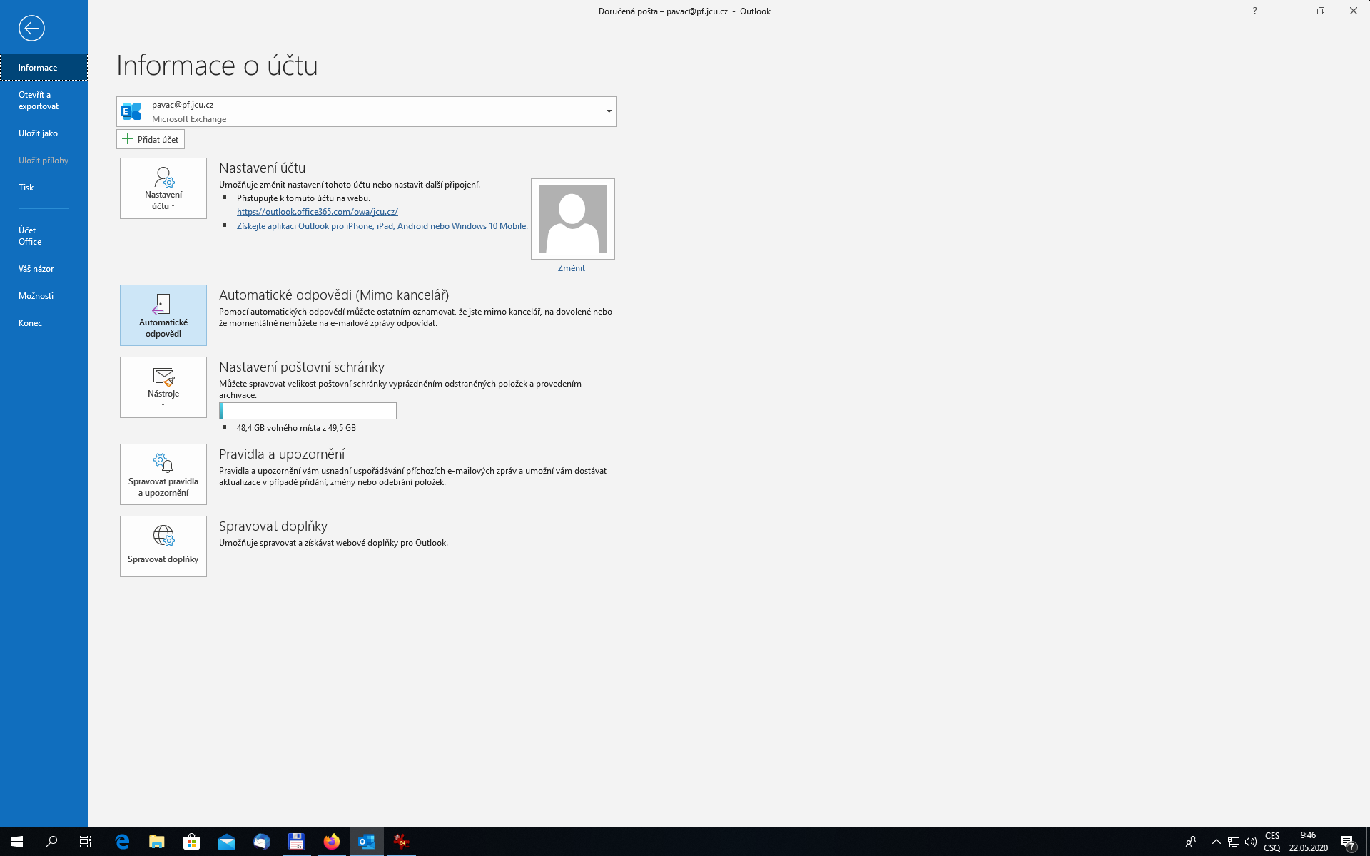 Návod na nastavení automatické odpovědi v desktopovém Outlooku 2016 ...